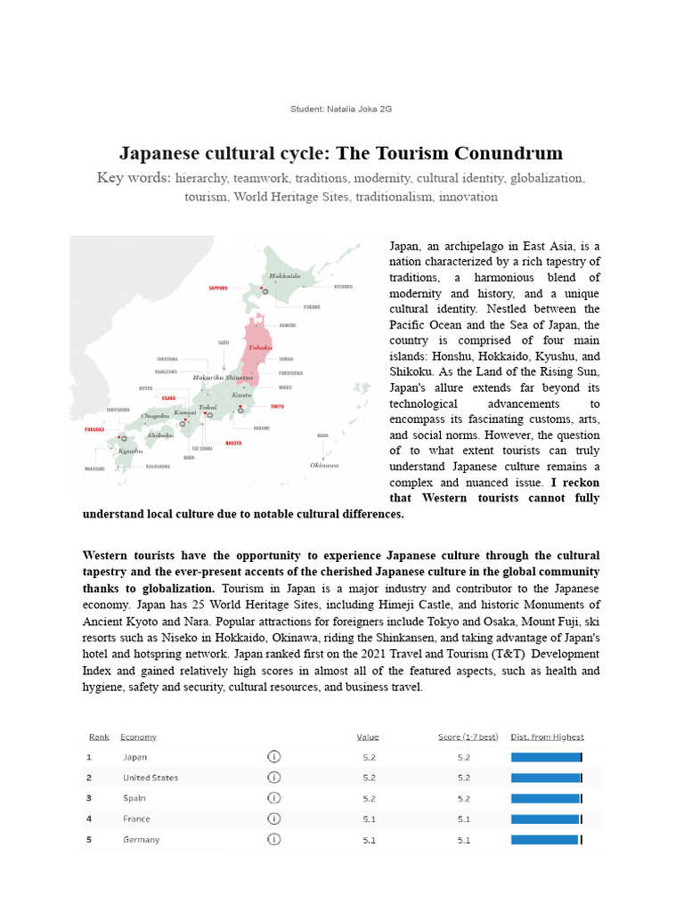Japanese Cultural Cycle The Tourism Conundrum - Natalia Joka | PDF