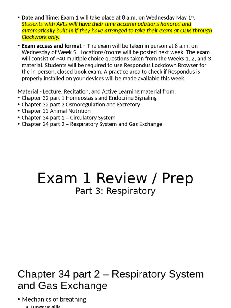 Student View - Exam 1 Review Part 3 2024 - Respiratory | PDF