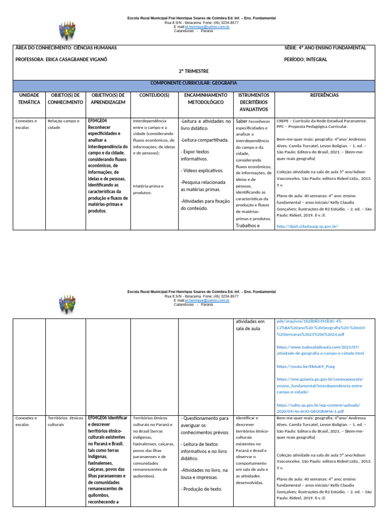 Ptd Geografia 4º Ano 2º Tri | PDF