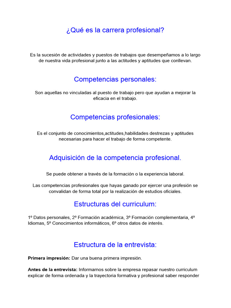 ¿Qué es la carrera profesional | PDF