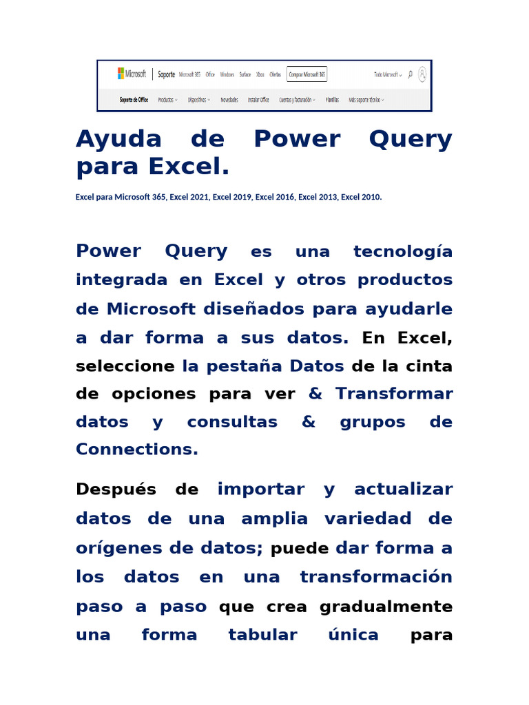 Acerca de POWER QUERY EN EXCEL | PDF