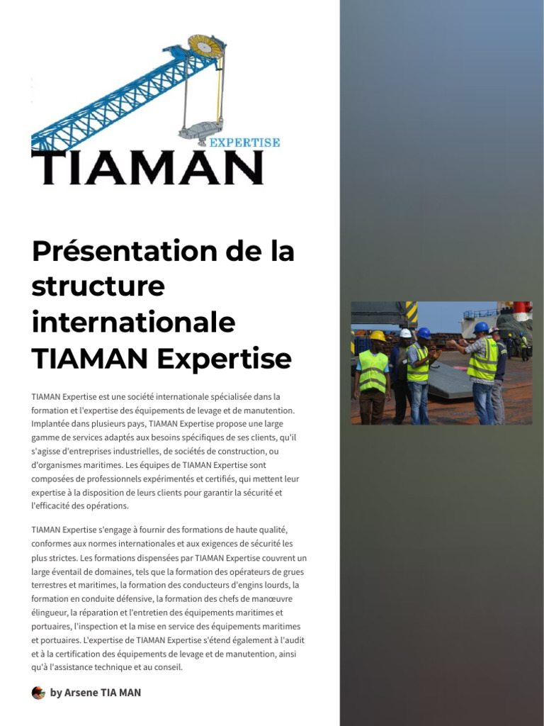 Presentation-de-la-structure-internationale-TIAMAN-Expertise | PDF