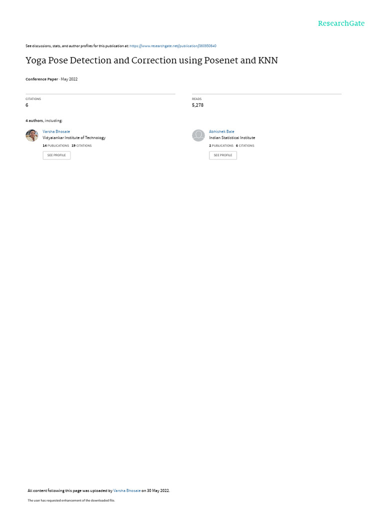 Yoga Pose Detection and Correction Using Posenet and KNN: Conference ...