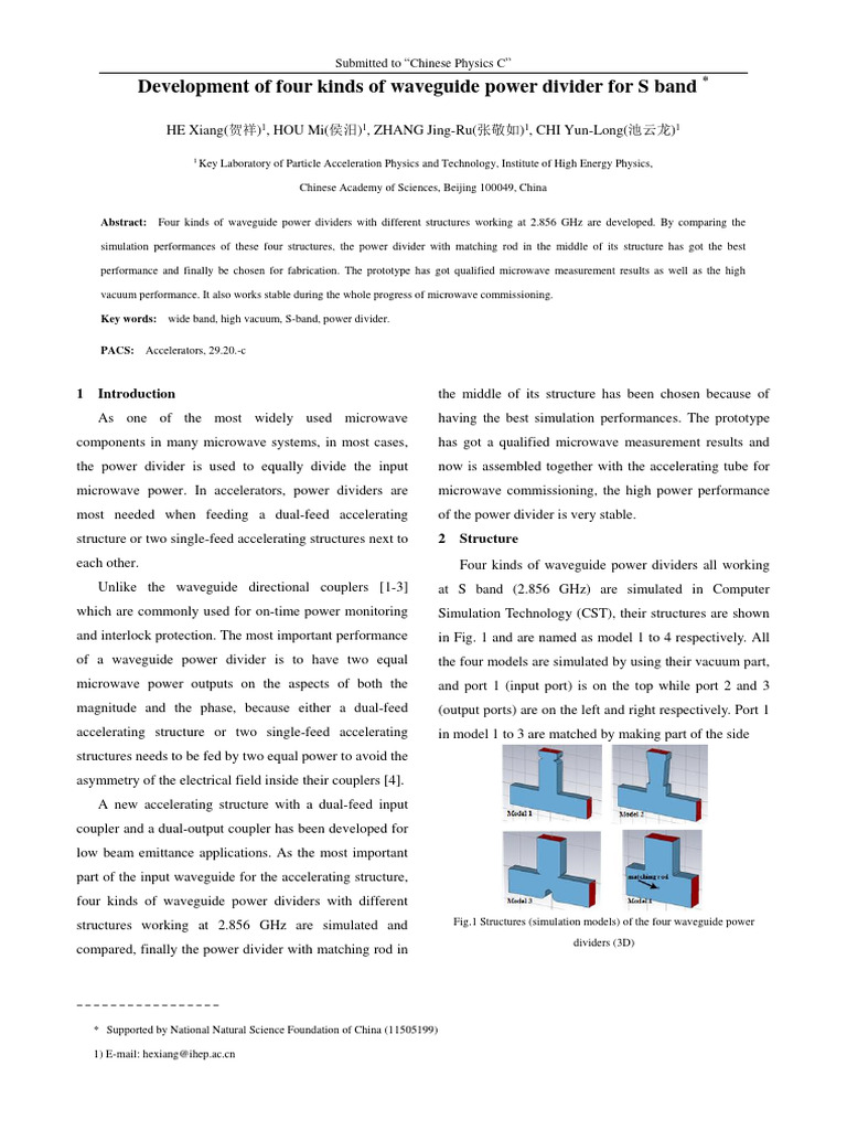Development of Four Kinds of Waveguide Power Divid | PDF