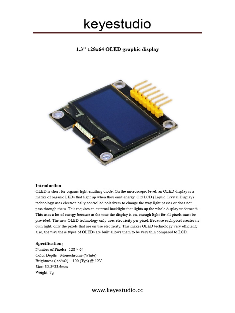 ks0056 128x64 OLED Graphic Display | PDF