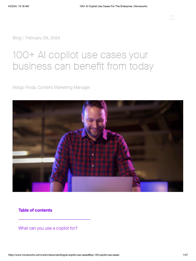 100+ AI Copilot Use Cases For The Enterprise - Moveworks | PDF