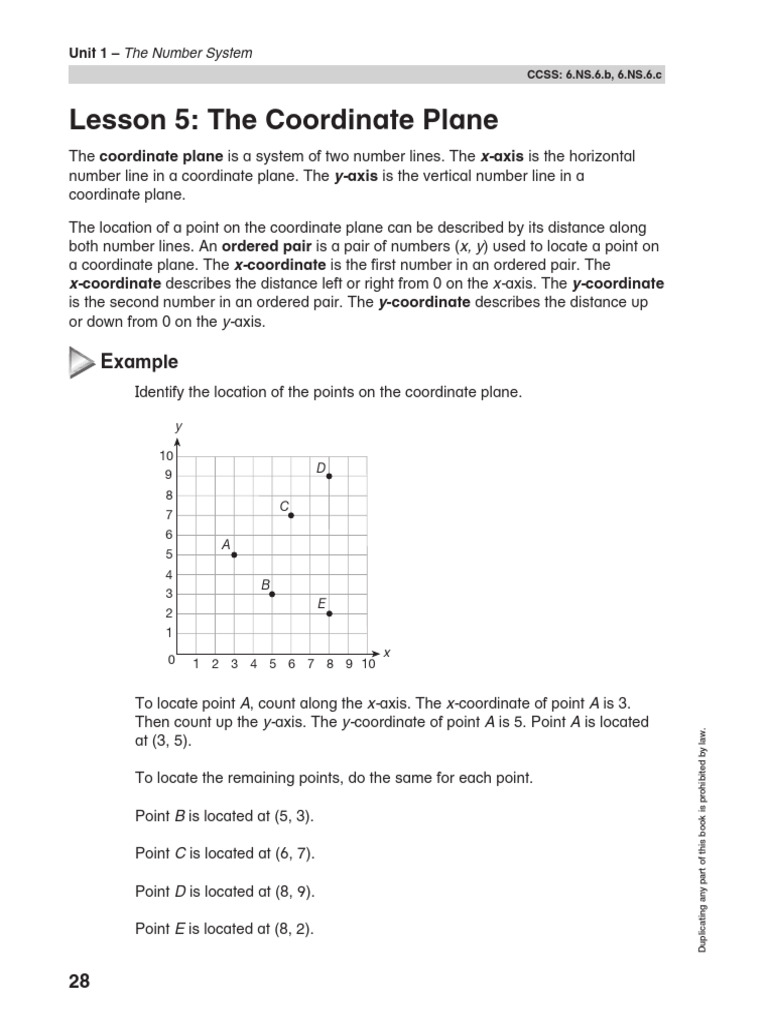 6th Grade Math Lesson | PDF | Cartesian Coordinate System | Analytic ...