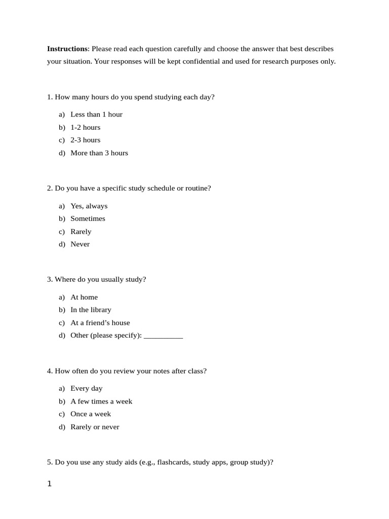 Research Questionaires | PDF
