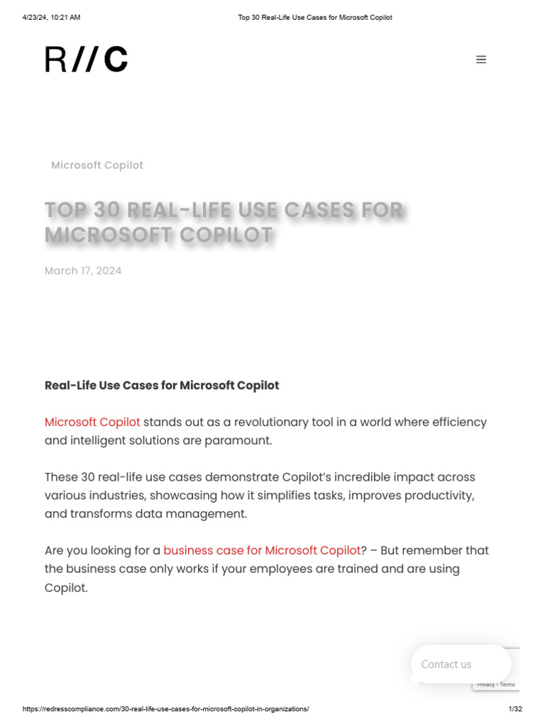 Top 30 Real-Life Use Cases For Microsoft Copilot | PDF