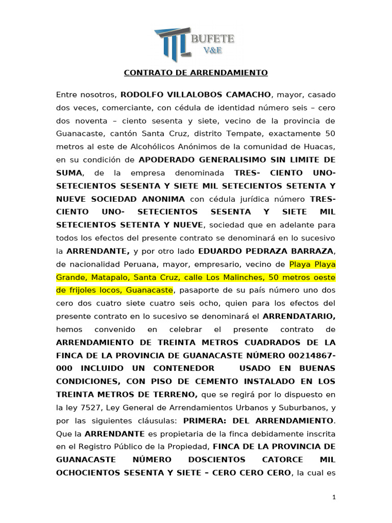 CONTRATO RODOLFO-Eduardo Pedraza Version 5 | PDF | Desalojo | Ley común