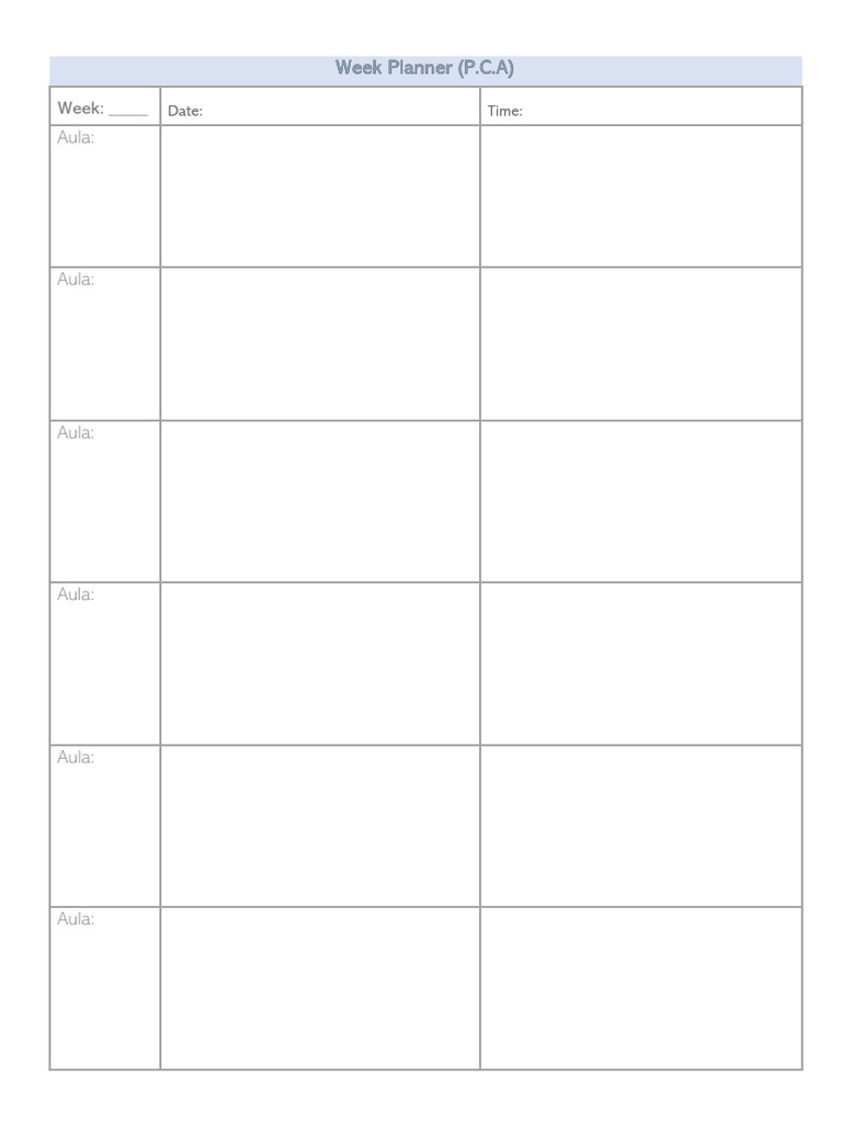 PCA+Week+Planner | PDF