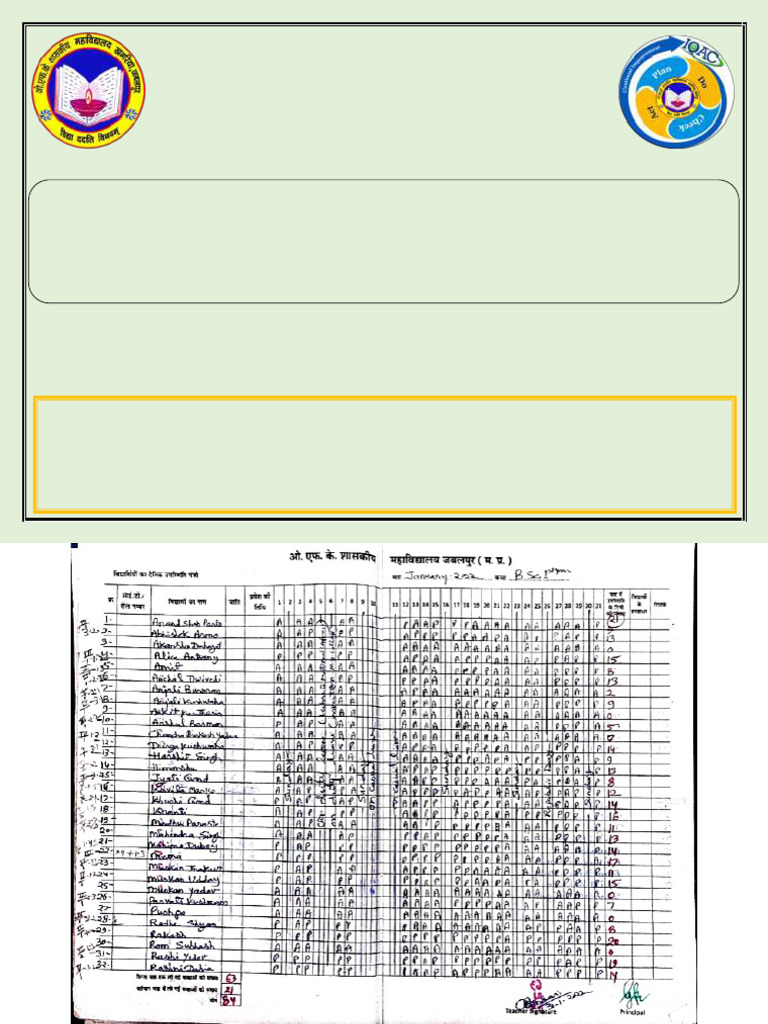 Sample of Daily Attendance Register For Students | PDF