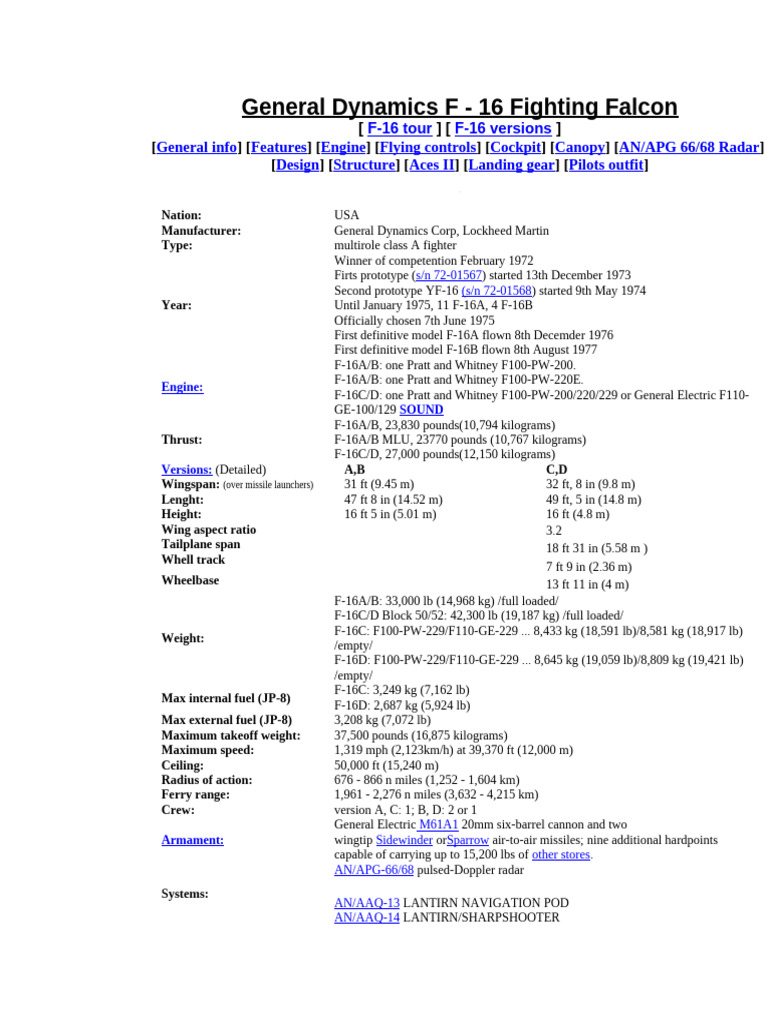 General Dynamics Life F16 | PDF