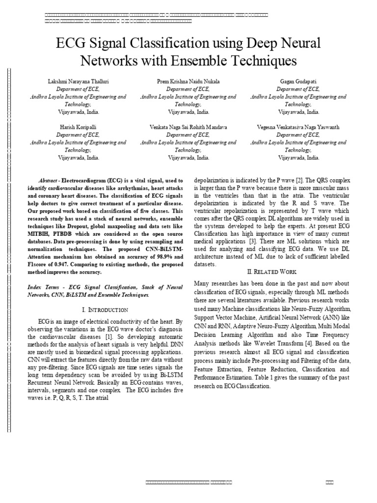 Ecg Signal Classification Using Deep Neural Networks With Ensemble 7042