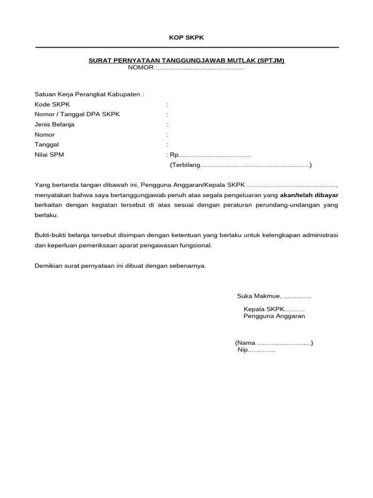 Format SPTJM Dan Verifikasi PPK | PDF