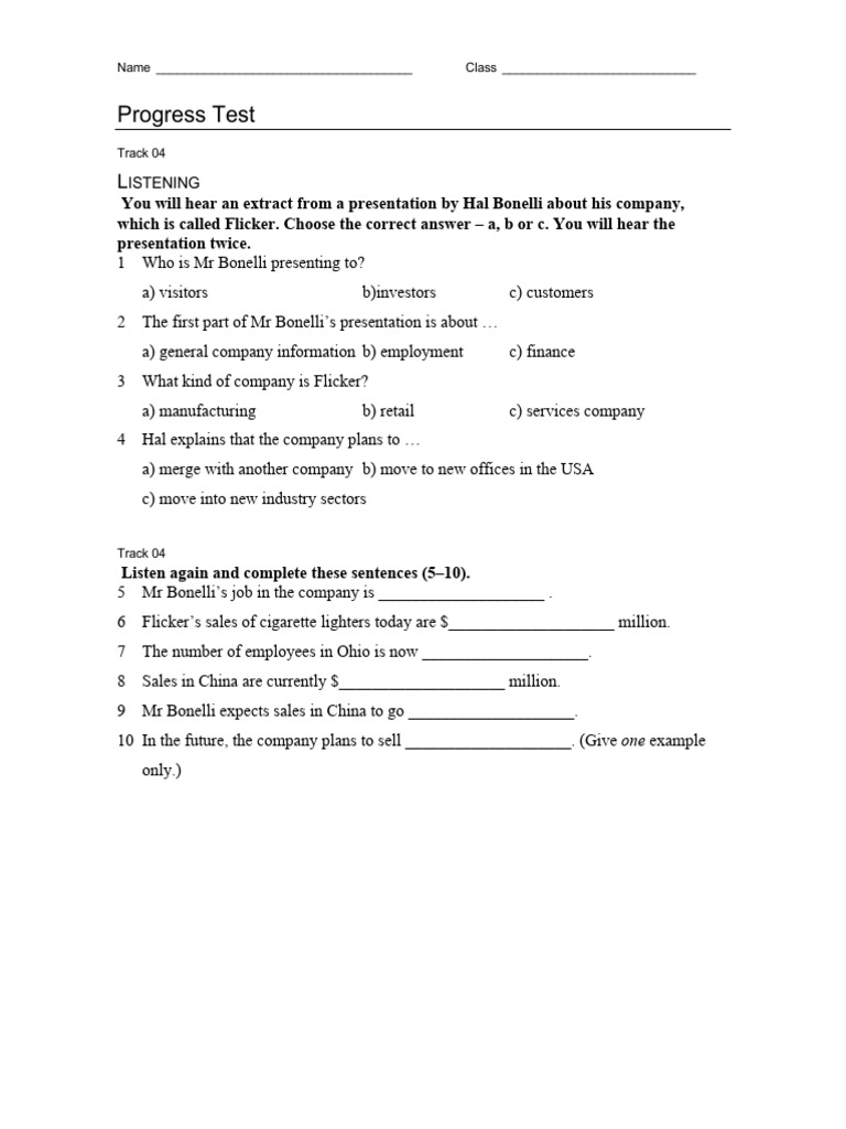Progress Test | PDF