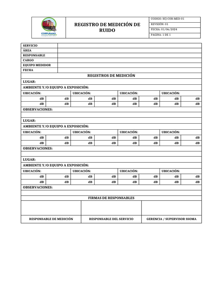 12 Registro de Medición de Ruido | PDF | Ciencia y matemáticas