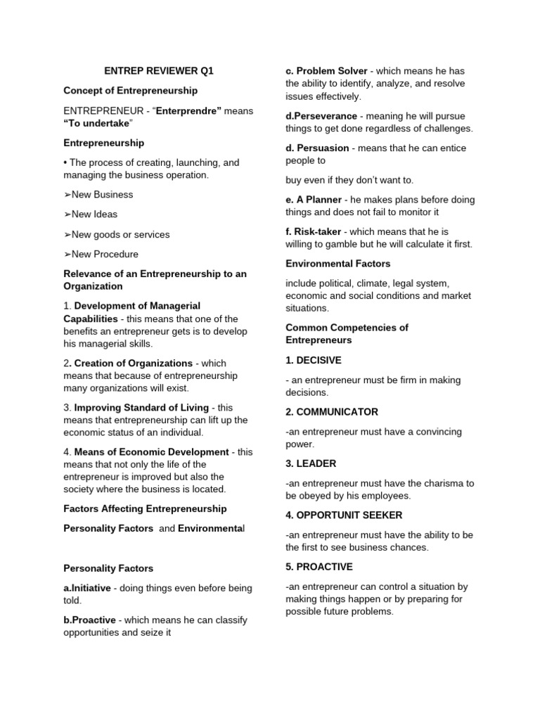 Entrep Reviewer Q1 | PDF