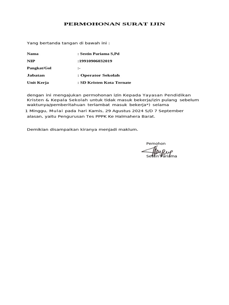Surat Permohonan Izin | PDF