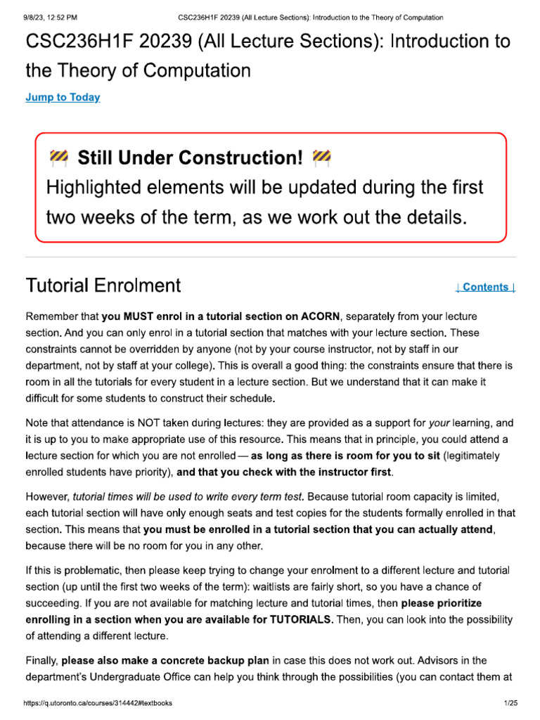 CSC236 Course Outline | PDF