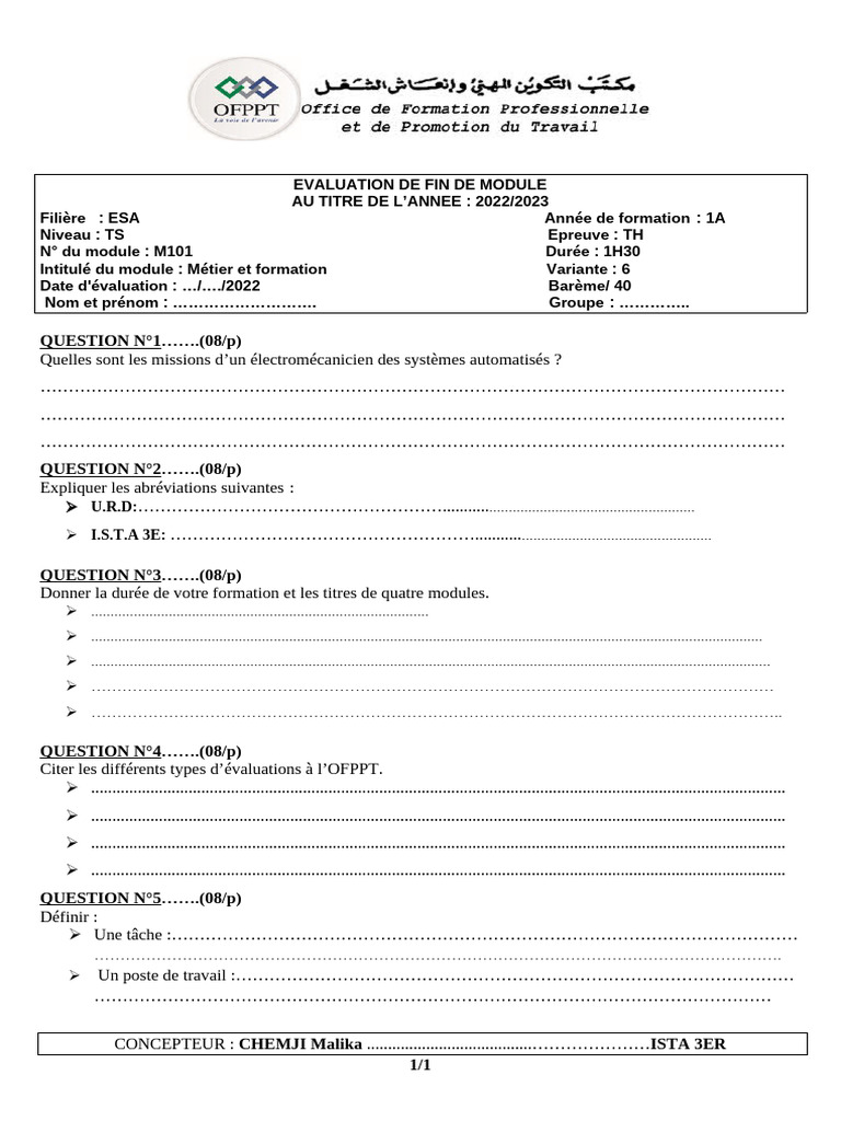 EFM METIER Et Formation V6 | PDF