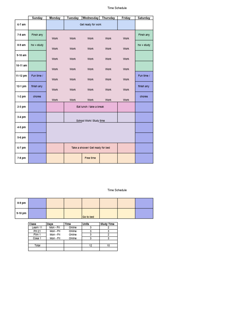 Time Management Assignment-1.Xlsx - Blank Schedule | PDF