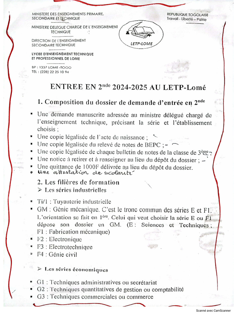 Entrée en 2nde Au Letp L | PDF