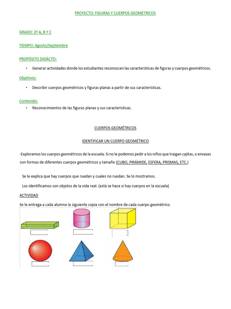 Proyecto Figuras y Cuerpos Geometricos | PDF