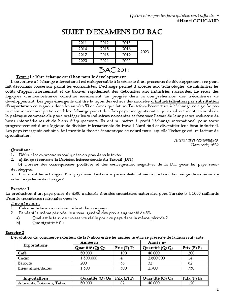 Bac II Sujet Et Corrige | PDF