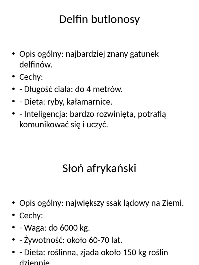 Zwierzeta Prezentacje | PDF