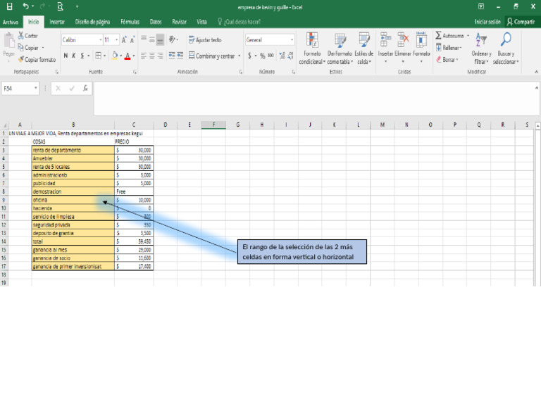 El Rango de La Selección de Las 2 Más Celdas en Forma Vertical o ...