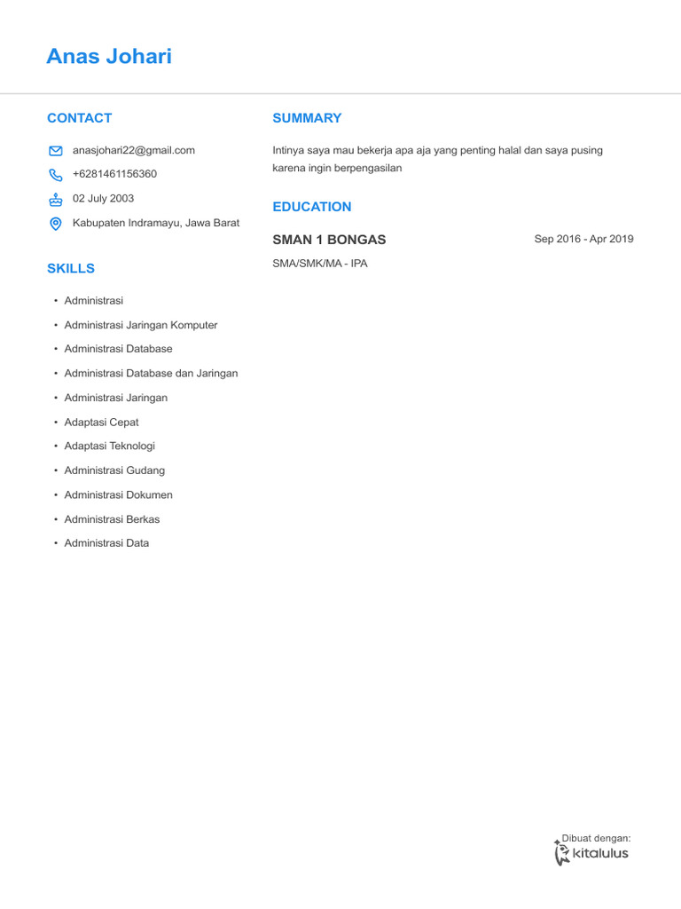 Anas Johari KitaLulusCV-1 | PDF