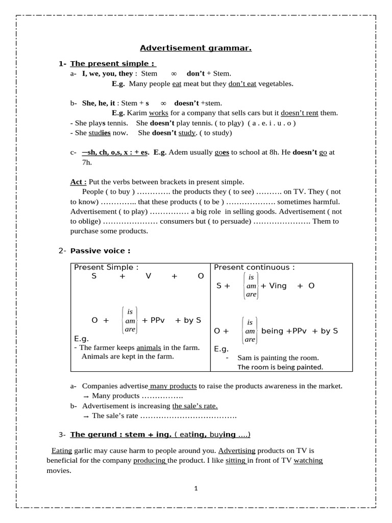 Advertisement Grammar | PDF