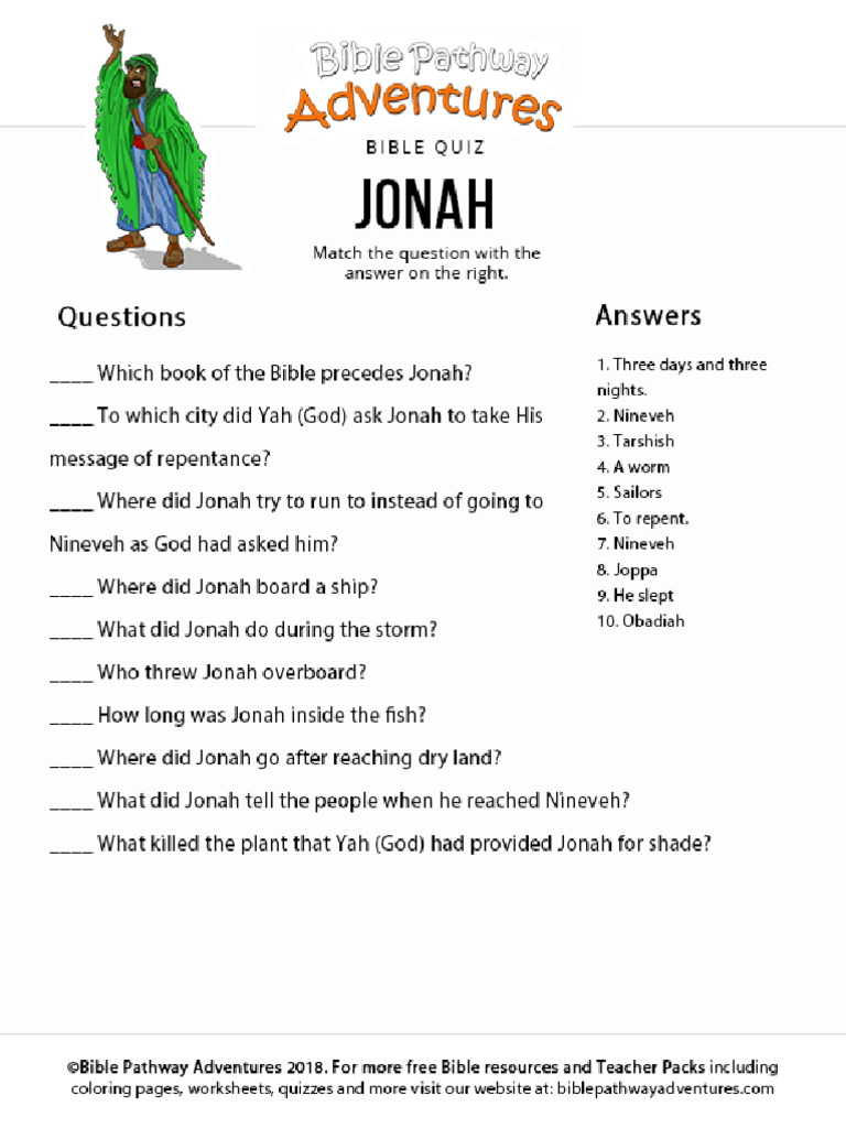 Jonah Quiz | PDF