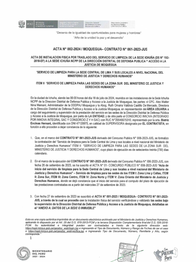 Acta N°002 Ichuña | PDF