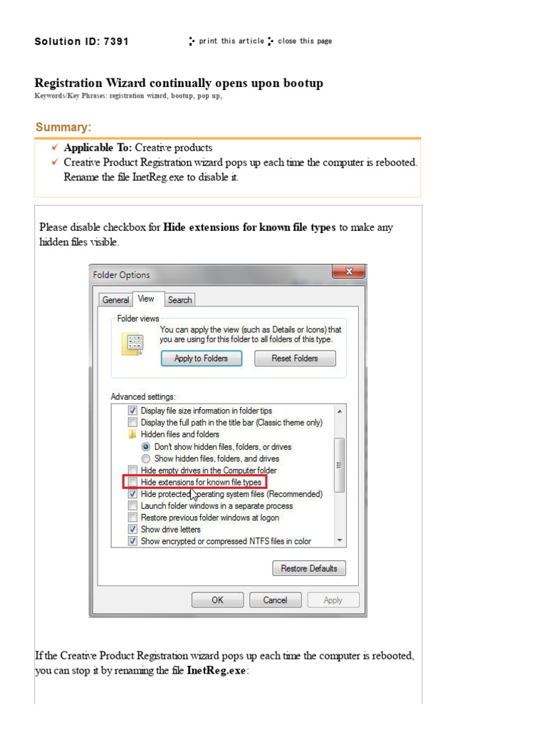 Registration Wizard Continually Opens Upon Bootup | PDF
