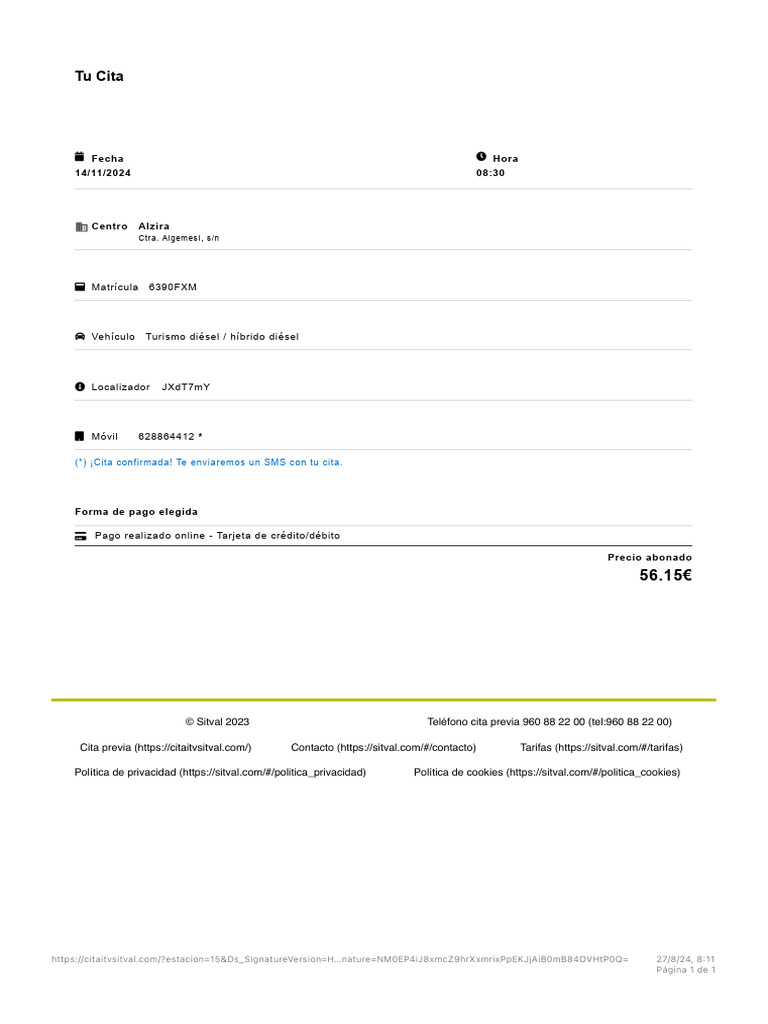 Cita Previa Itv - Sitval | PDF