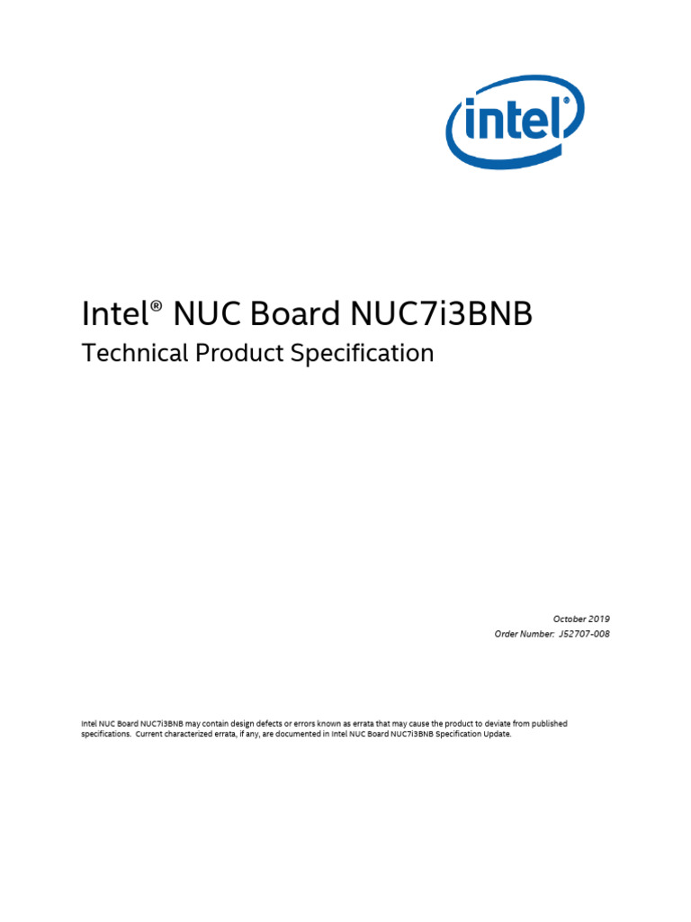 NUC7i3BN TechProdSpec | PDF