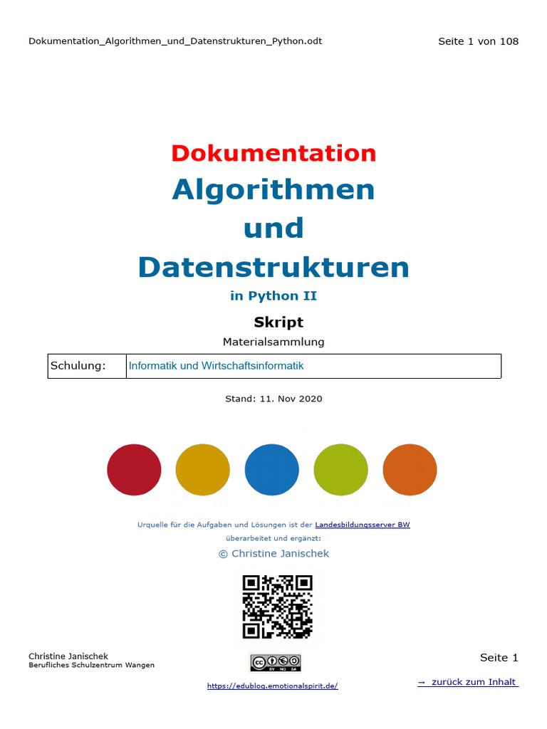 Dokumentation Algorithmen Und Datenstrukturen Python-1 | PDF