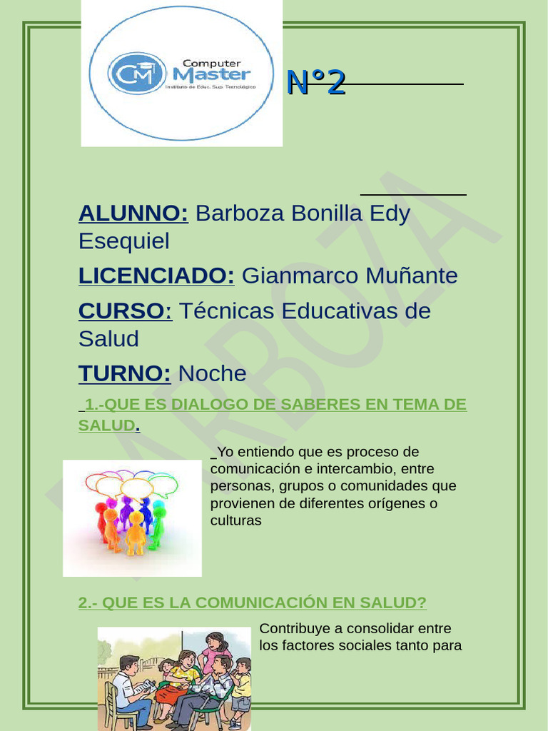Actividad N°2 De Tecnicas Educativas En La Salud 1 Pdf