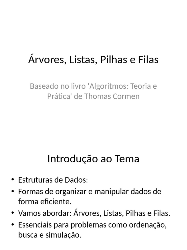 Plano Aula Arvores Listas Pilhas Filas | PDF