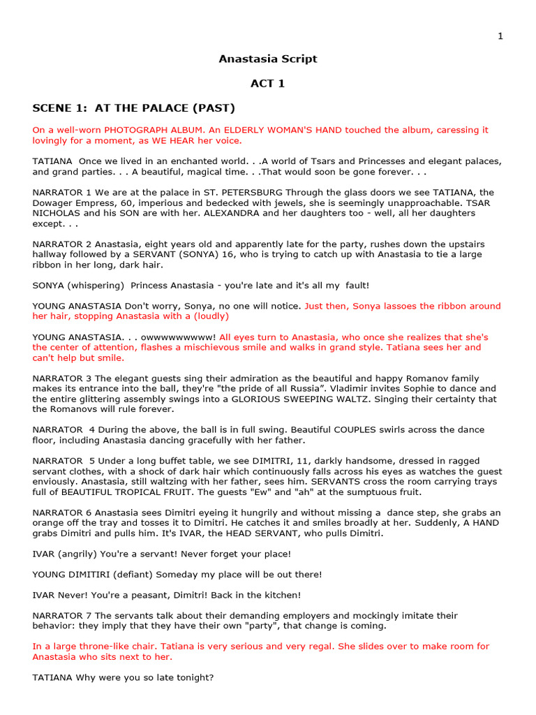 Script de Anastasia | PDF | Arte | Ficciones de misterio, "thriller" y crimen