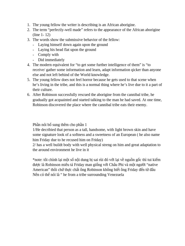 answer for 6 questions of Robinson crusoe_updated | PDF