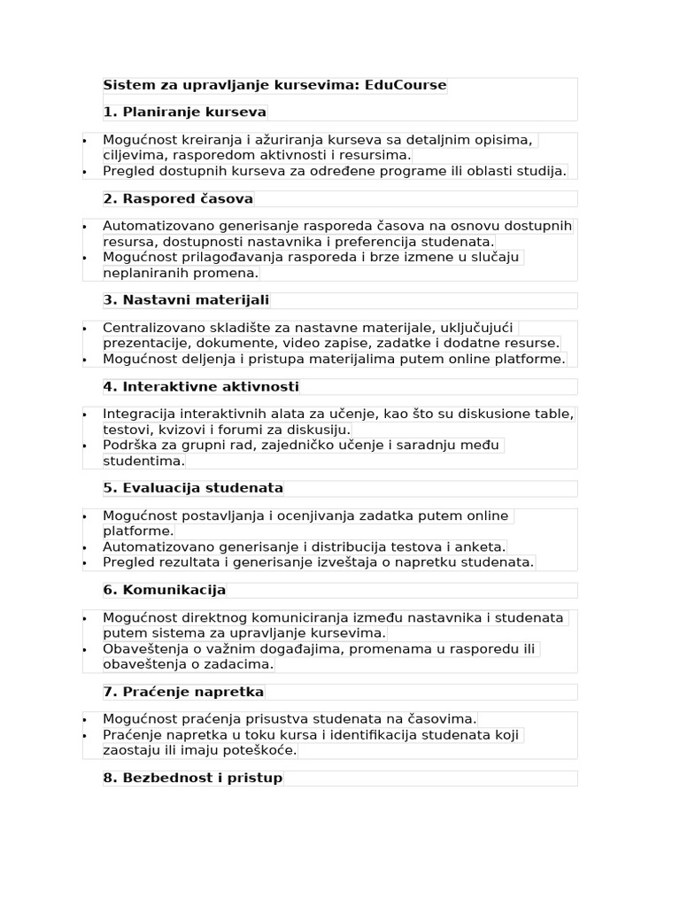 Sistem Za Upravljanje Kursevima | PDF