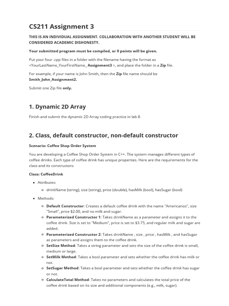 CS211 Assignment 3 | PDF