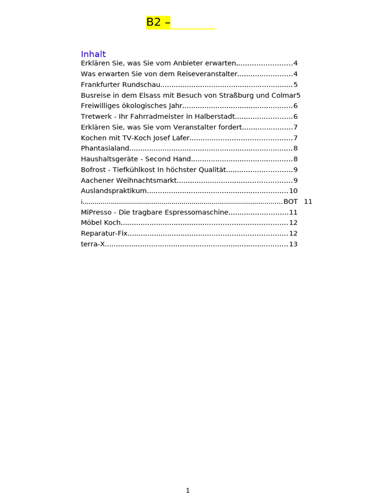 Schreiben B2 Telc | PDF