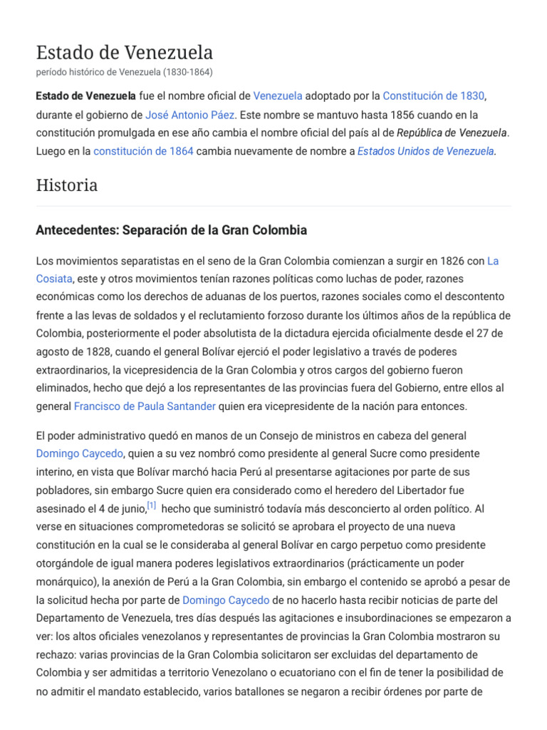 Estado de Venezuela - Wikipedia, La Enciclopedia Libre | PDF