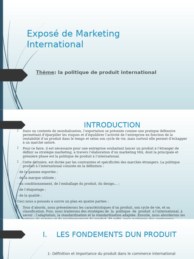 Exposé de Marketing International | PDF