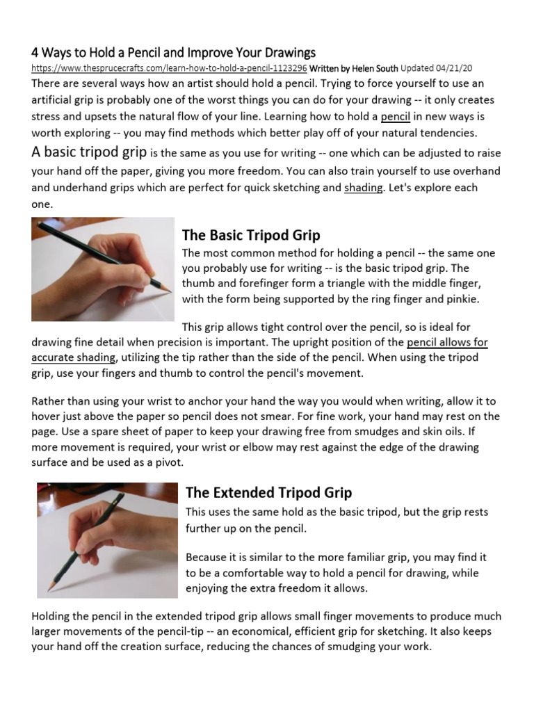 Lesson 1 Ways To Hold A Pencil Pdf