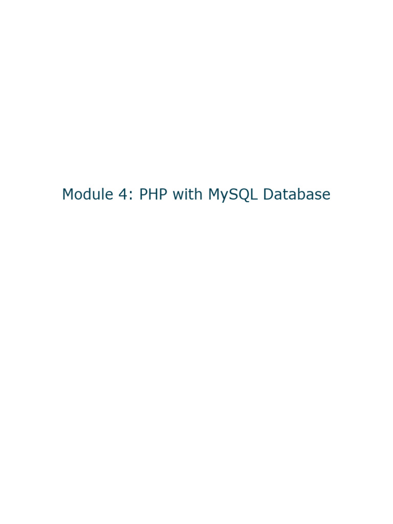 Module 4_ PHP with MySQL Database | PDF